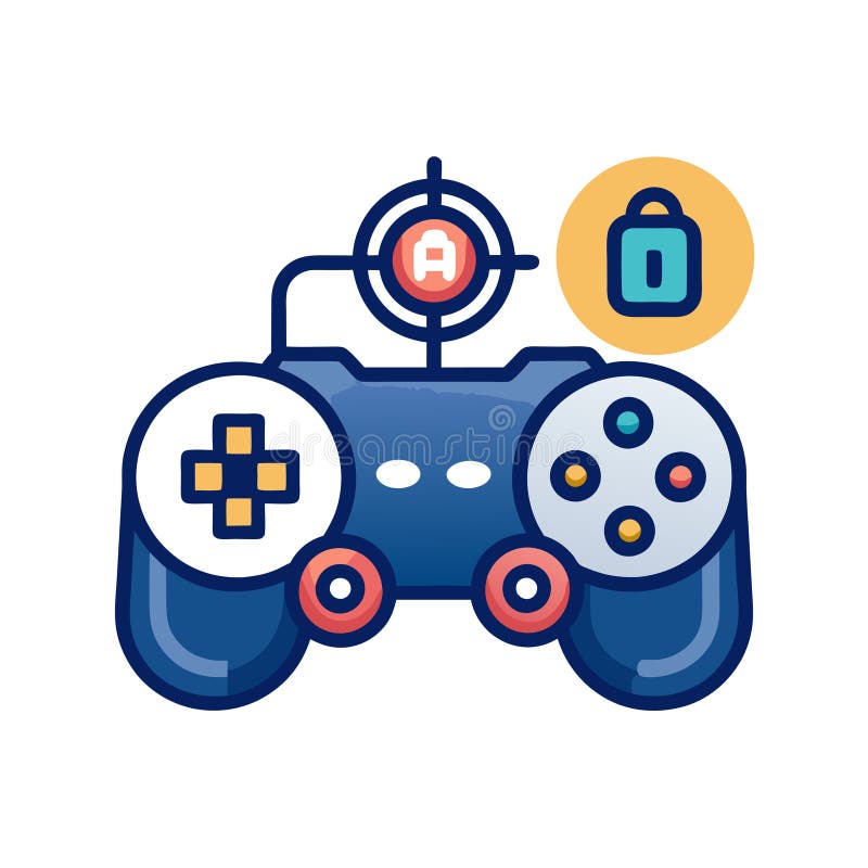 Game Controller with Lock Icon - Gaming Security and Access Concept ...