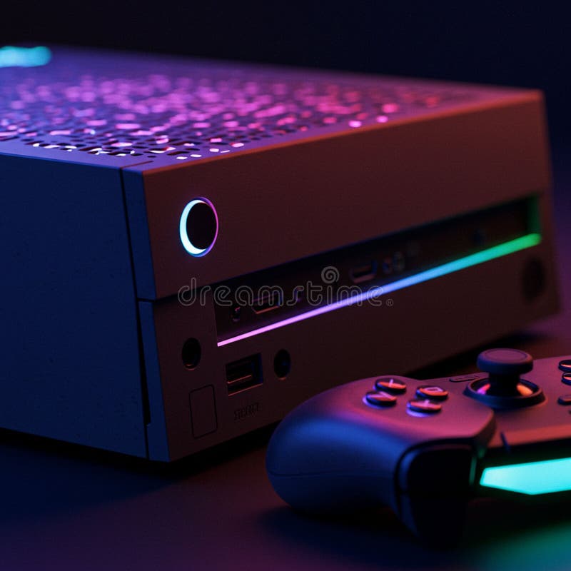 Gaming Console with a Controller, Featuring a Sleek Design and ...