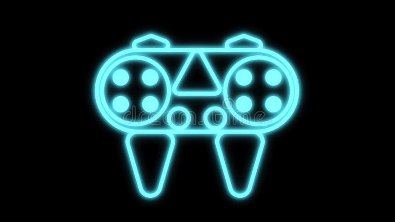 Gaming Console Icon in Blue Neon Light Effect. Stock Footage - Video of ...
