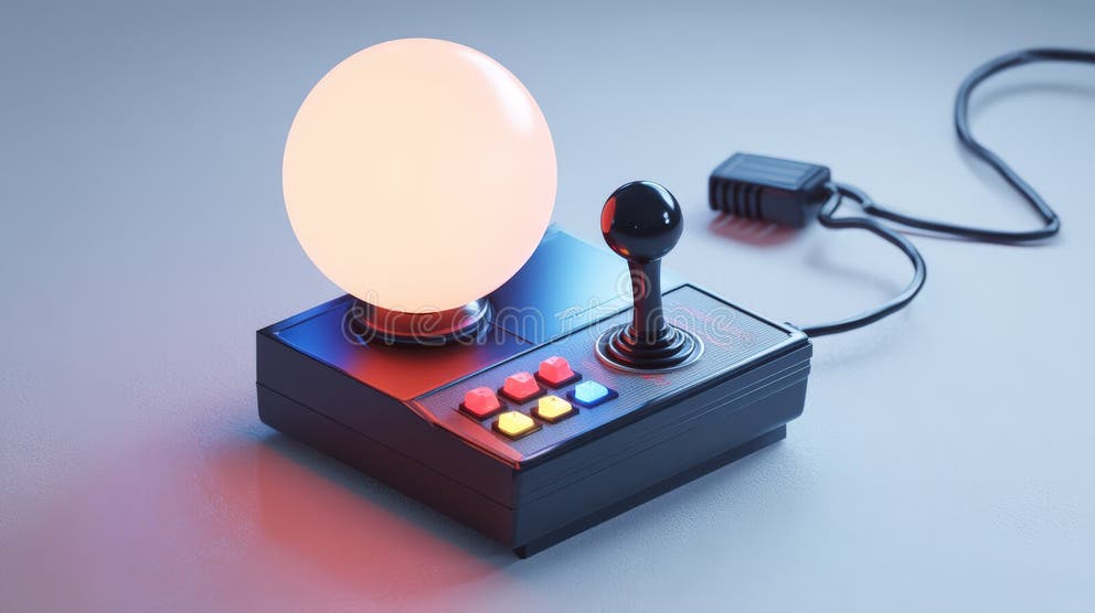 Retro Gaming Console with Joystick and Illuminated Sphere Controller ...