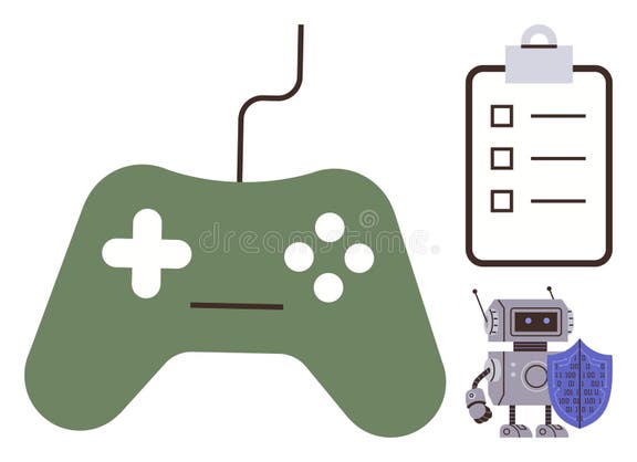 Gaming Controller, Checklist, and Robot Highlighting Technology, Gaming ...