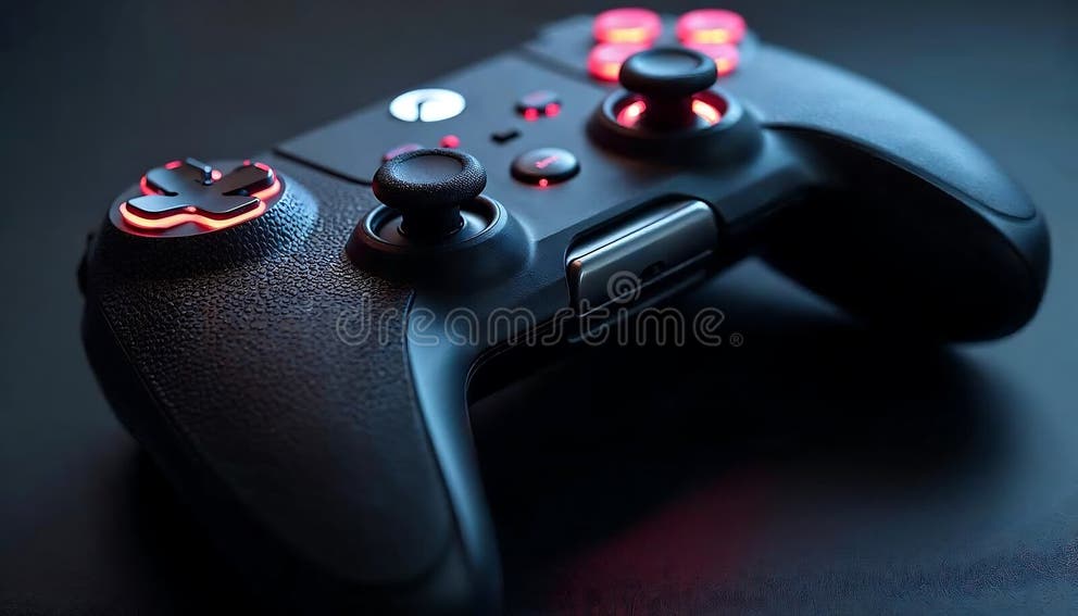 Gaming Controller Closeup with Red Backlit Buttons Stock Illustration ...