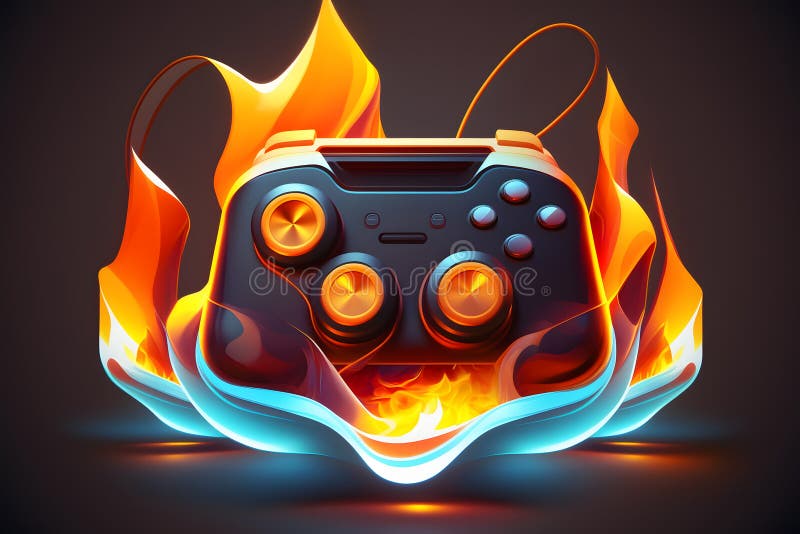 Gaming Controller with Fire, Cartoon Style. Neural Network Generated ...