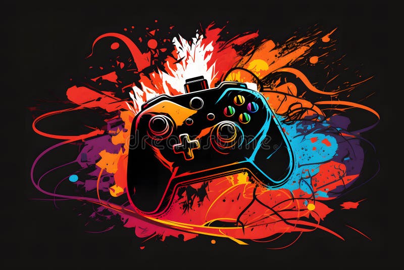 Gaming Controller with Fire, Cartoon Style. Neural Network Generated ...