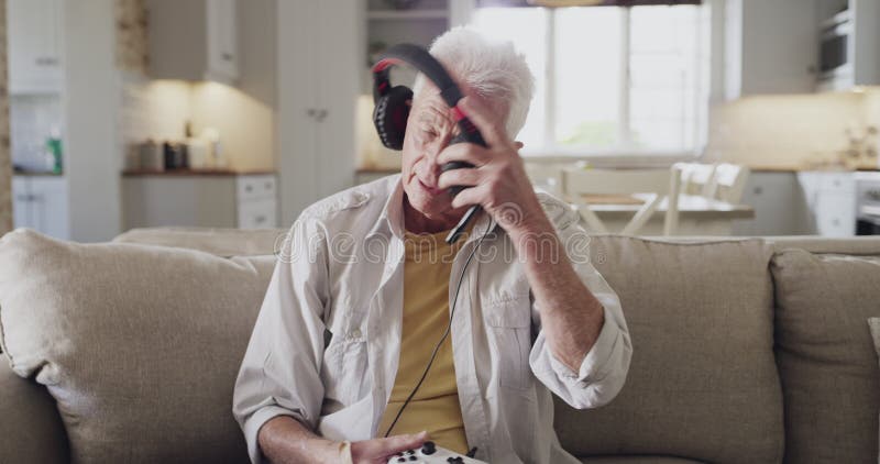 Gaming Controller, Headset and Old Man Lose in Video Game, Fantasy RPG ...