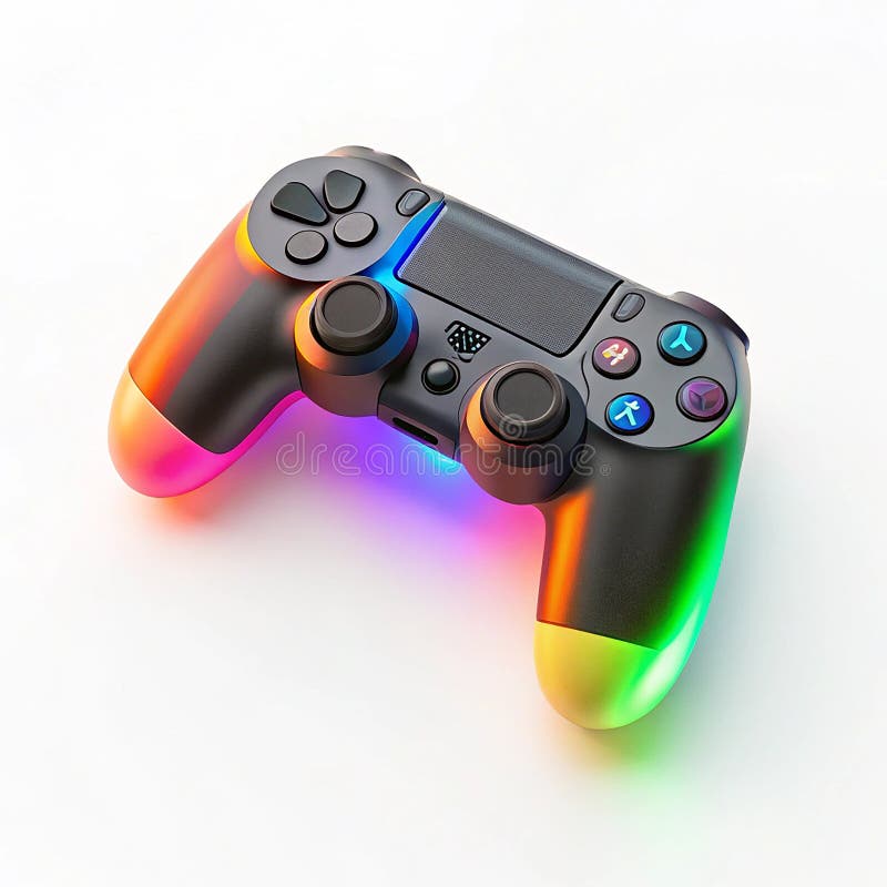 Gaming Controller with LED Lights White Background Stock Illustration ...