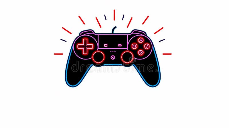 Gaming Controller with Neon Lights on White Background Vector ...