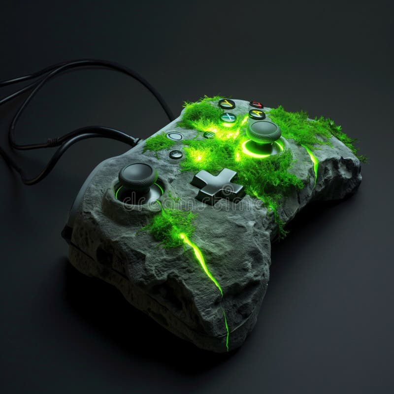 Gaming Controller: Stone, Moss, Glowing Stock Illustration ...
