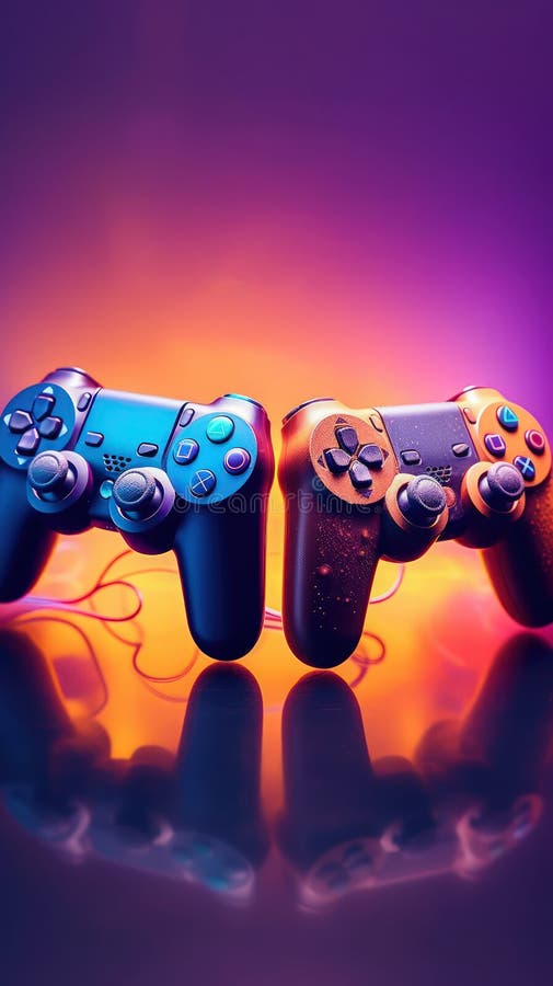 Neon Gaming Joysticks by Generative AI Stock Illustration ...
