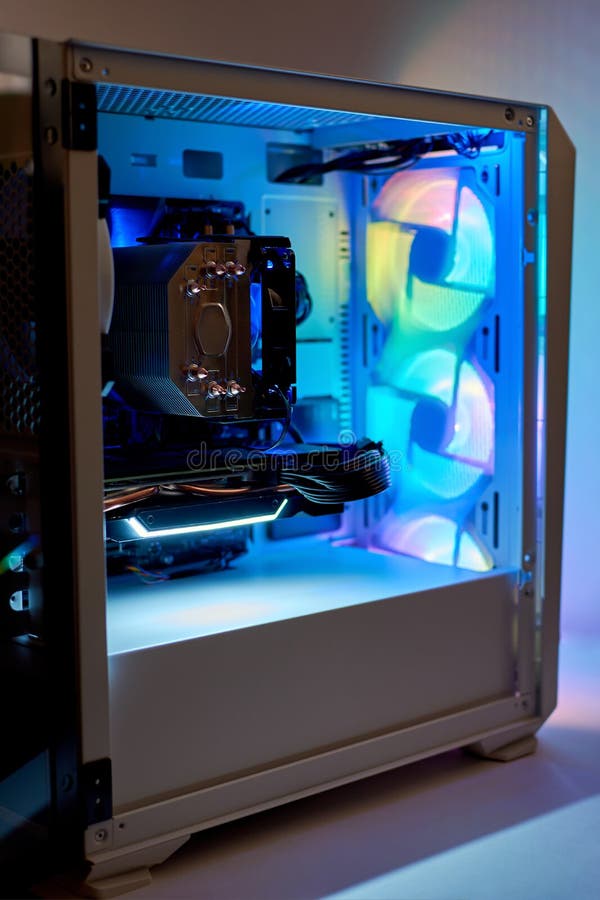 Gaming Computer with RGB LED Light. Components of the Computer. PC Case ...