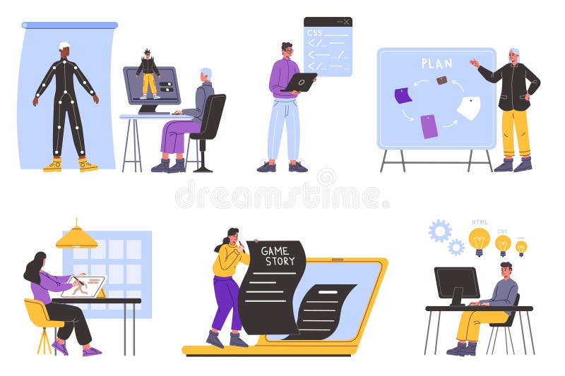 Gaming Development. Specialists Team Creating Computer Games. Software ...