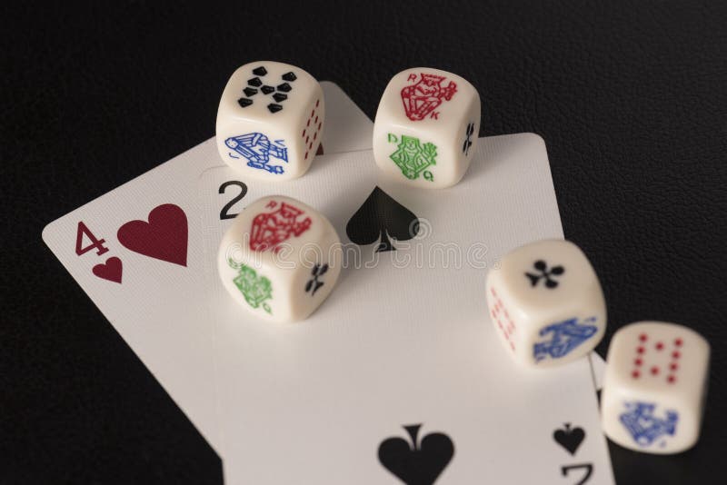 Gaming dice with cards stock image. Image of poker, competition - 81374591