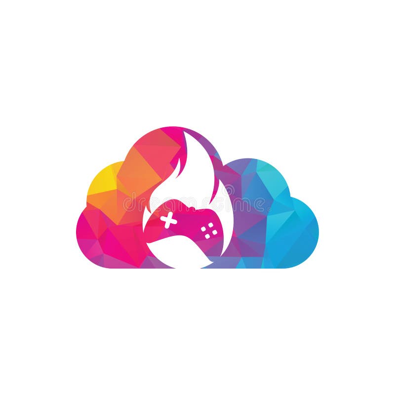 Gaming Fire Cloud Shape Concept Logo Icon Designs Stock Vector ...