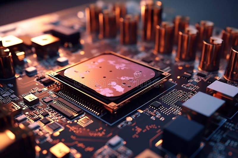 Gaming Graphics Card and Chip Board, Generative AI Stock Illustration ...