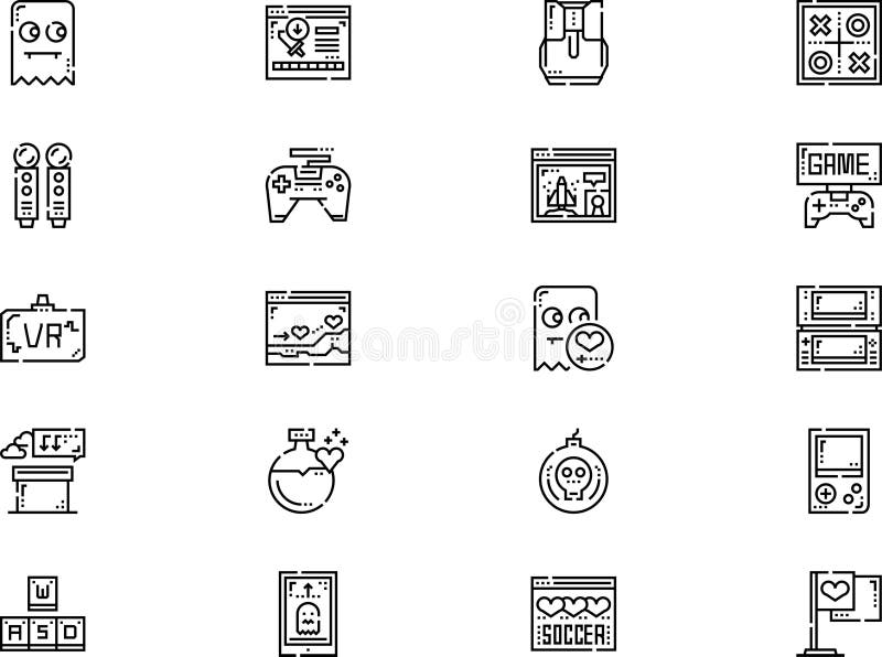 Gaming Icons Collection is a Vector Illustration with Editable Stroke ...