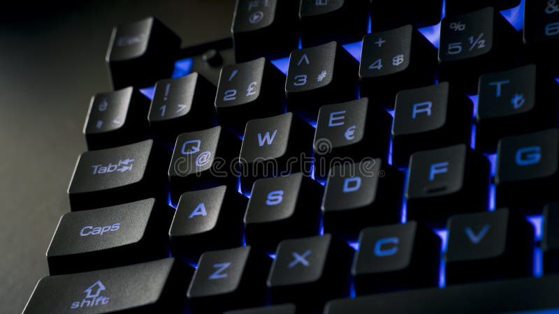 Gaming Keyboard with Blue Led Lights Stock Photo - Image of backlit ...