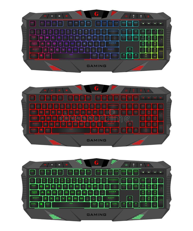 Gaming Keyboard with LED Backlit Stock Illustration - Illustration of ...