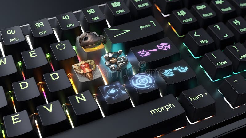 Gaming keyboard macro stock illustration. Illustration of blue - 333361452