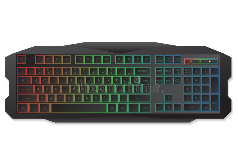 Gaming keyboard top view stock illustration. Illustration of gaming ...