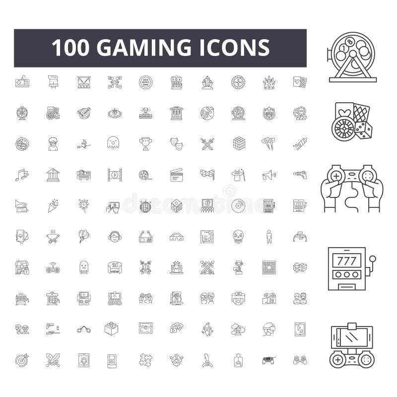 Gaming Line Icons, Signs, Vector Set, Outline Illustration Concept ...