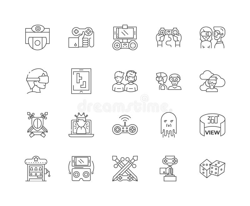 Gaming Line Icons, Signs, Vector Set, Outline Illustration Concept ...