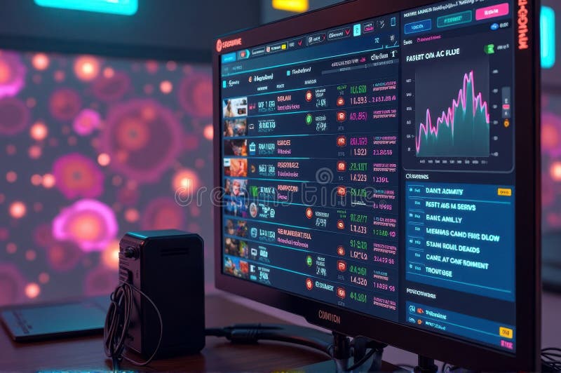 Gaming Monitor Displaying Live Stream and Esports Analytics in a ...