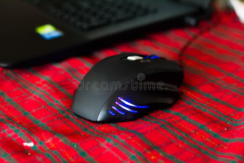 Gaming Mouse on a Christmas Red Background. Stock Photo - Image of ...