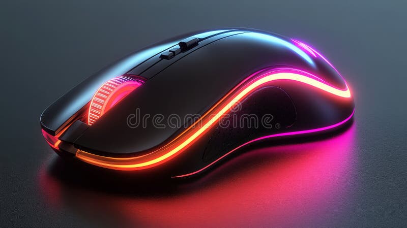 Gaming Mouse with Glowing Red Lights on a Dark Surface Stock Photo ...