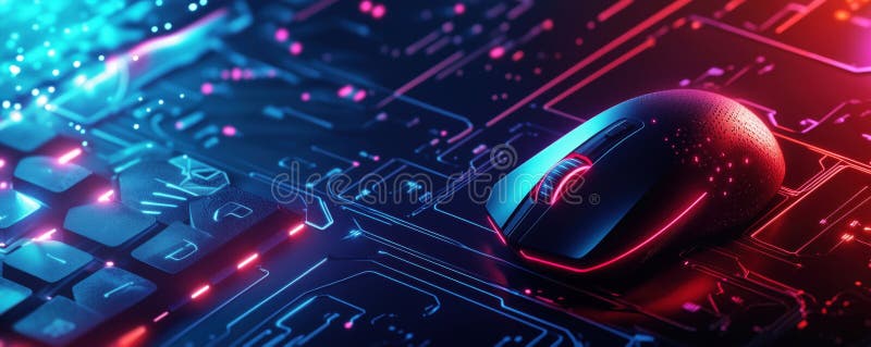 Illuminated Gaming Setup Keyboard Mouse Vibrant Tech Space Stock Photos ...