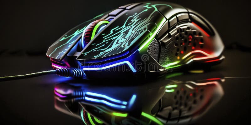 Gaming Mouse with Rgb Led Light Stock Illustration - Illustration of ...