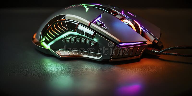 Gaming Mouse with Rgb Led Light Stock Illustration - Illustration of ...