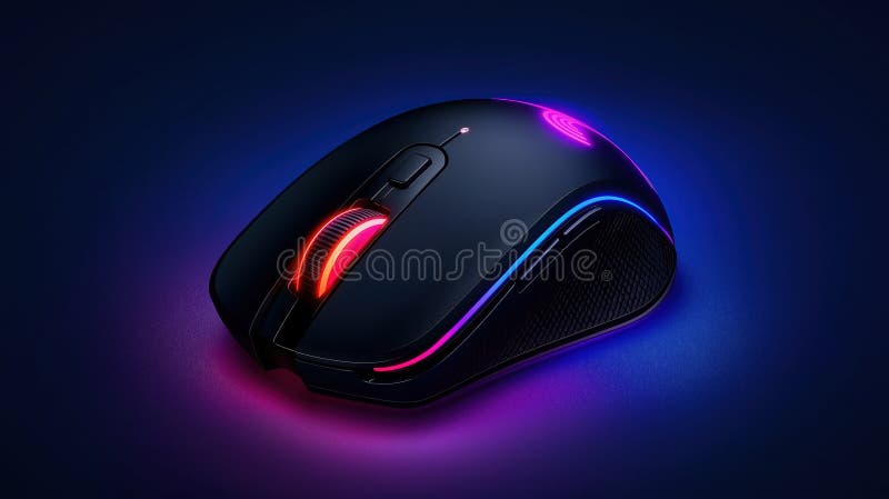 Gaming Mouse with RGB Lighting Glowing Stock Illustration ...