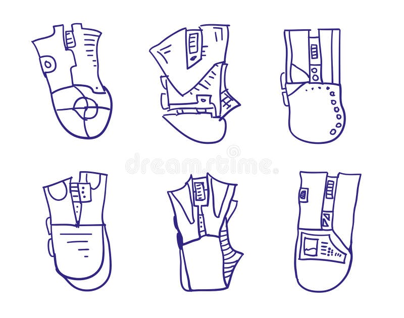 Gaming Mouses. Vector Set Sketch Stock Illustration - Illustration of ...