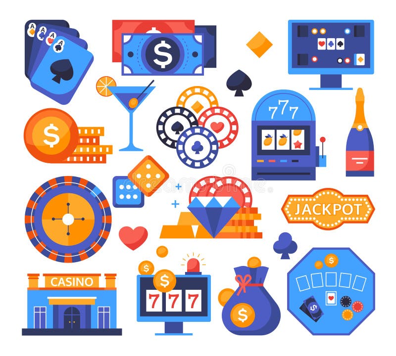 Gaming Object - Set of Flat Design Style Elements Stock Vector ...