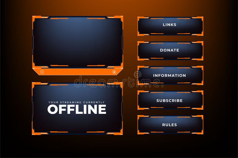 Gaming Overlay Vector with Orange and Dark Color Shapes. Streaming ... Gaming Overlay Vector with Orange and Dark Color Shapes. Streaming ...