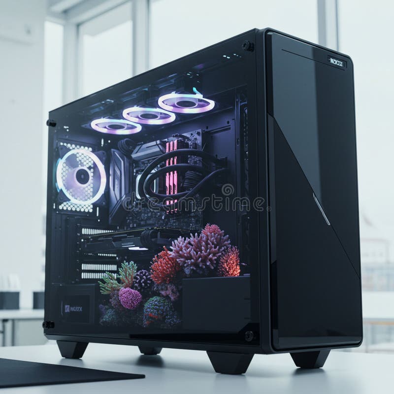 Gaming PC in a Black Tower Case Features a Transparent Side Panel ...