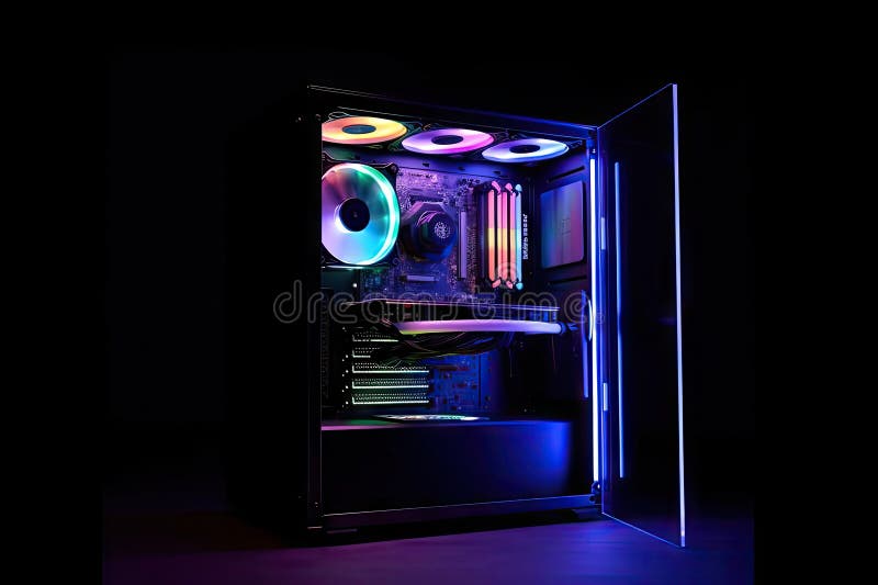 Gaming PC Rainbow LED Light Modern Liquid Cooled Gaming Computer ...