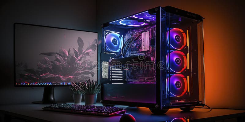 Gaming Pc with Rgb Led Light Stock Illustration - Illustration of mouse ...