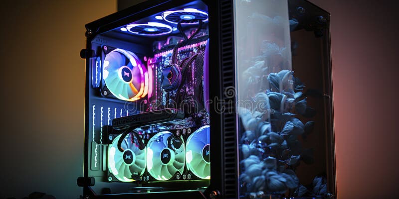 Gaming Pc with Rgb Led Light Stock Illustration - Illustration of mouse ...