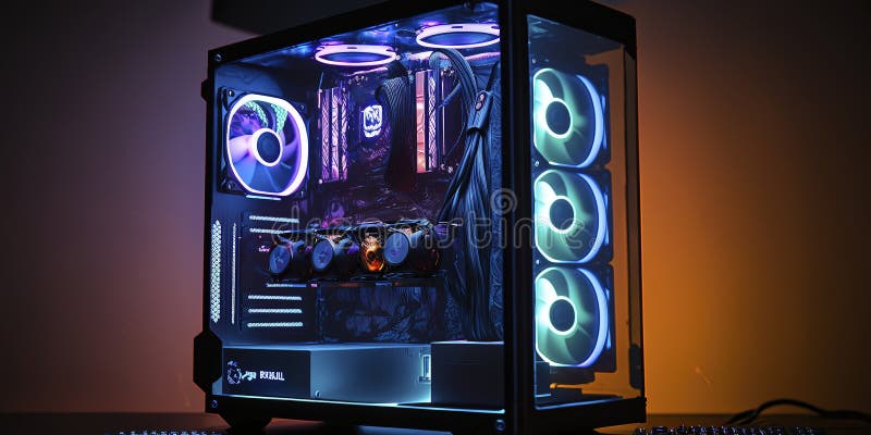 Gaming Pc with Rgb Led Light Stock Illustration - Illustration of mouse ...