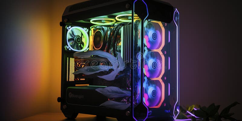 Gaming Pc with Rgb Led Light Stock Illustration - Illustration of ...