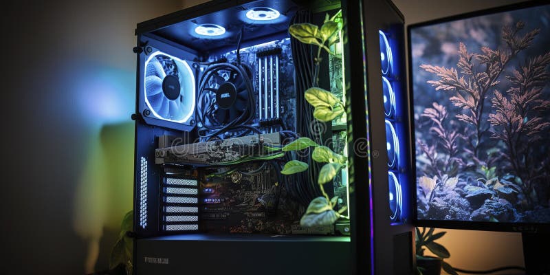 Gaming Pc with Rgb Led Light Stock Illustration - Illustration of ...