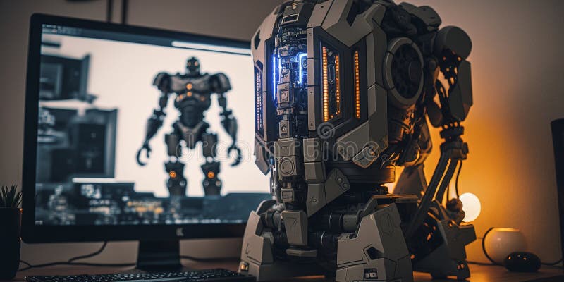 Gaming Pc with Robotic Style Stock Illustration - Illustration of ...