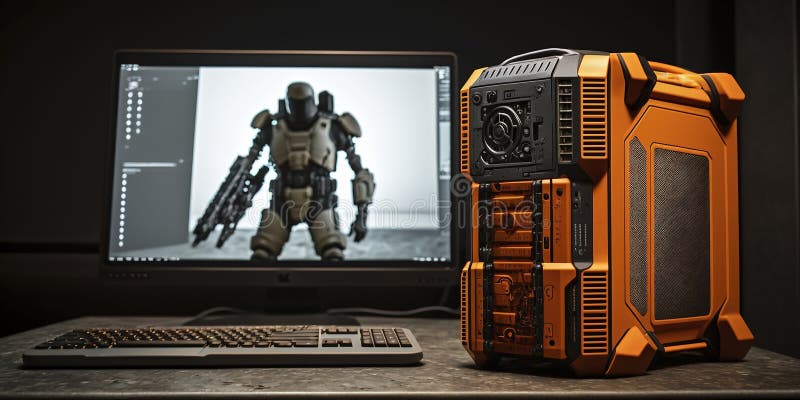 Gaming Pc with Robotic Style Stock Illustration - Illustration of ...