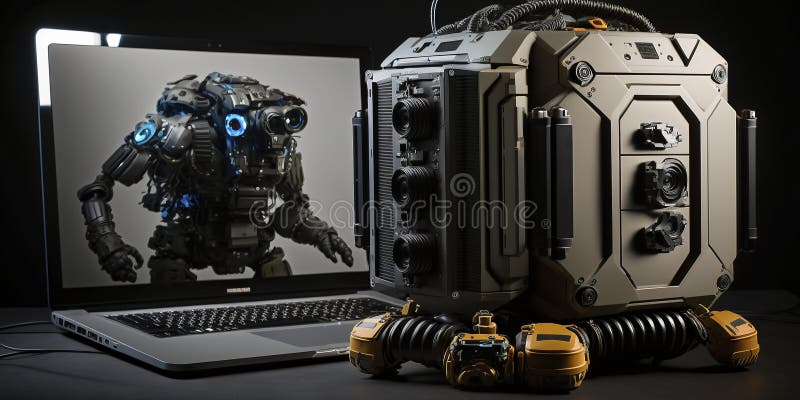 Gaming Pc with Robotic Style Stock Illustration - Illustration of stage ...