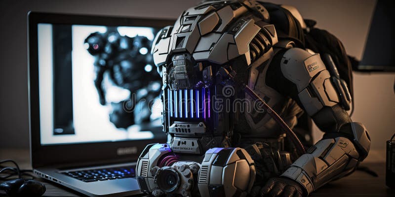 Gaming Pc with Robotic Style Stock Illustration - Illustration of ...