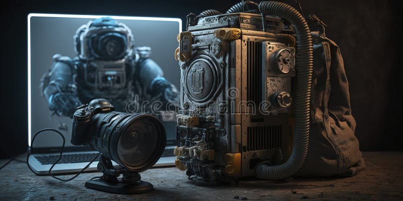 Gaming Pc with Robotic Style Stock Illustration - Illustration of face ...