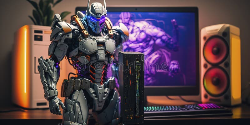 Gaming Pc with Robotic Style Stock Illustration - Illustration of ...