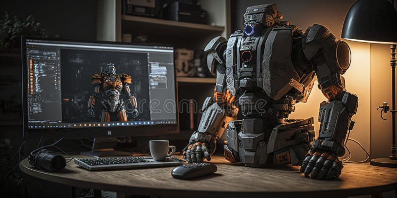 Gaming Pc with Robotic Style Stock Illustration - Illustration of ...