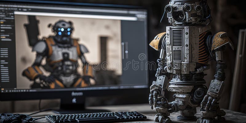 Gaming Pc with Robotic Style Stock Illustration - Illustration of style ...